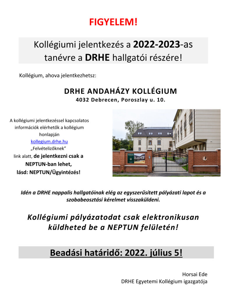 Kollégiumi-felvételi-plakát-2022-23 - DRHE Egyetemi Kollégium